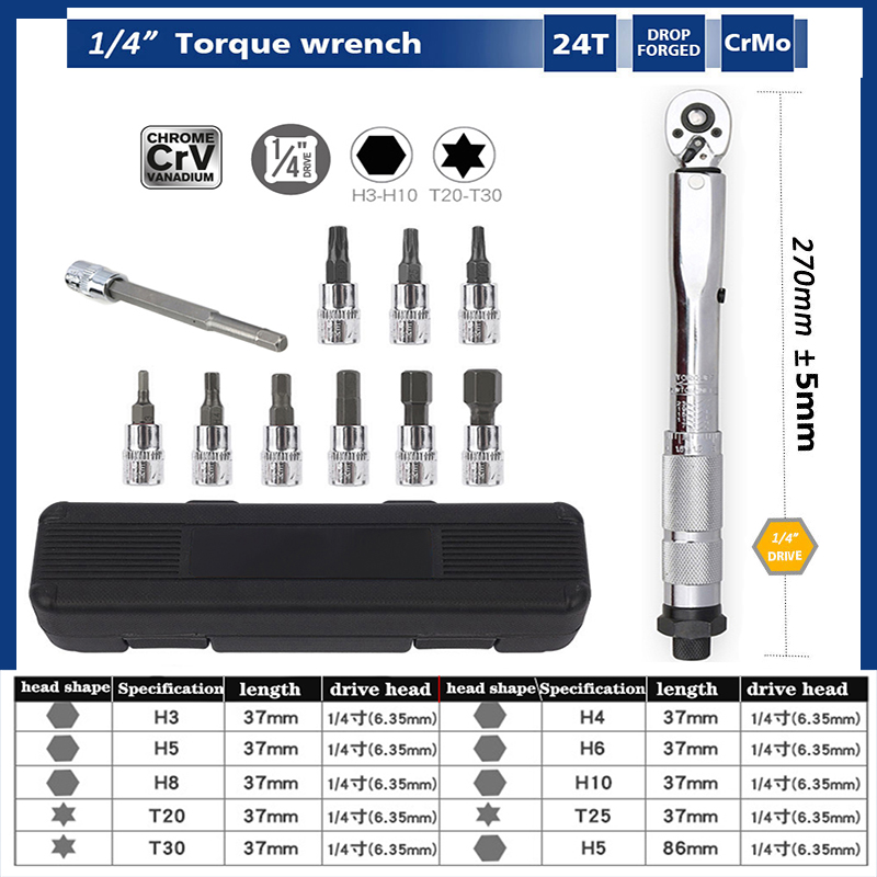 Preset adjustable torque wrench 1/2" 28-210nm / 3/8” 19-119nm / 1/4” 5 ...