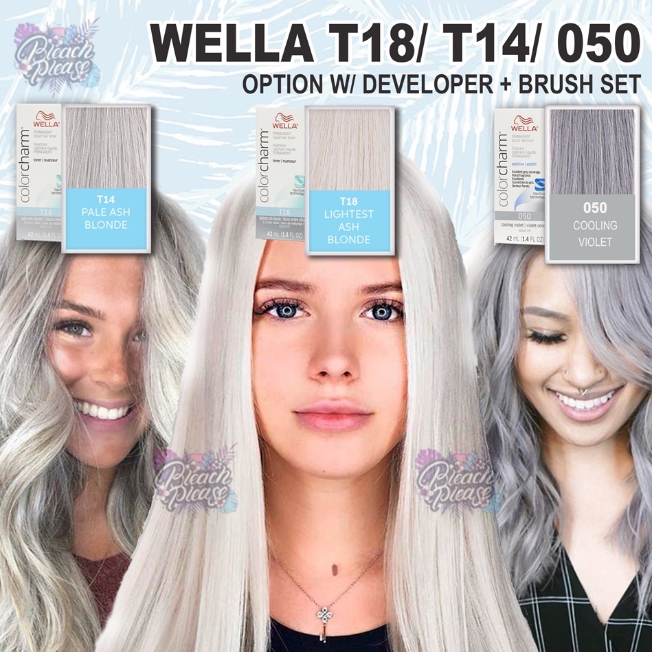 Wella Toner T18 / T14 050 Lightest Ash Blonde Pale Cooling Violet ...