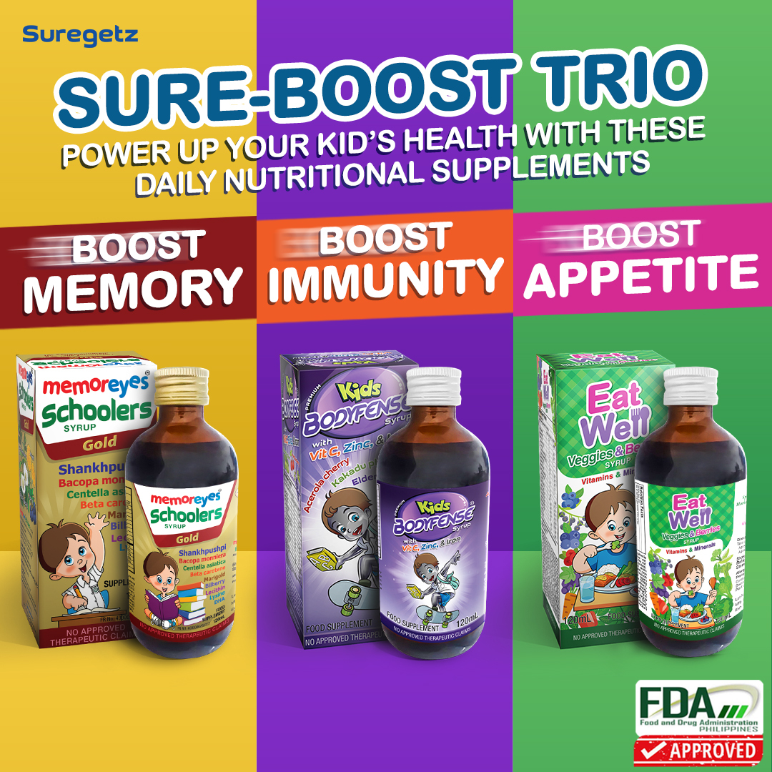 SURE-BOOST TRIO MemorEyes Schoolers Gold, Kids Bodyfense, Eatwell ...