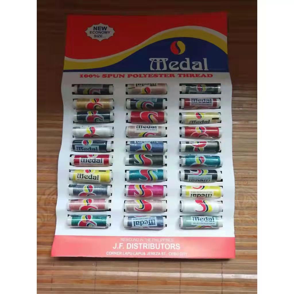 MEDAL SINULID MULTICOLORS/ WHITE/ BLACK 100% SPUN POLYESTER THREAD 1PAD ...