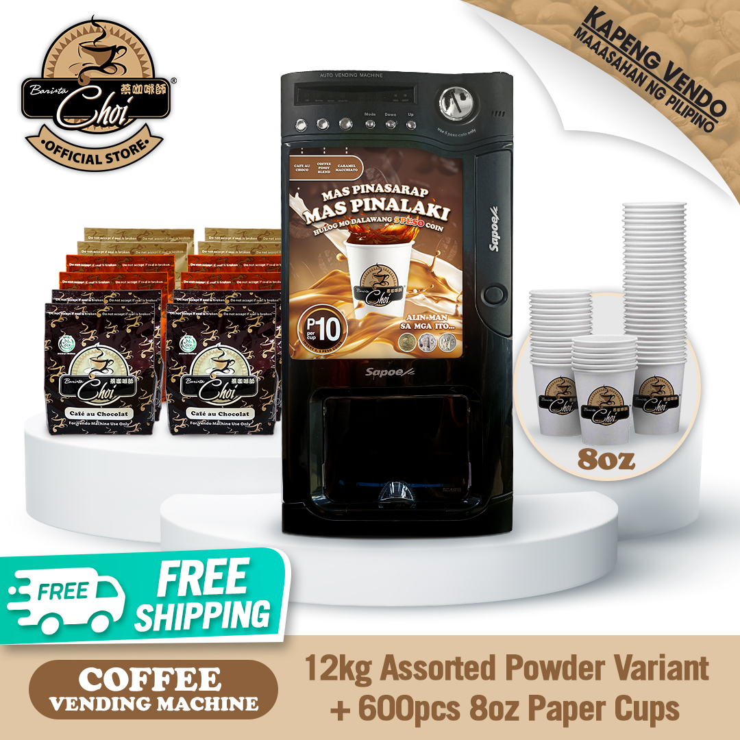 Coffee Vending Machine with 12kg Assorted Powder & 600pcs 8oz Paper ...