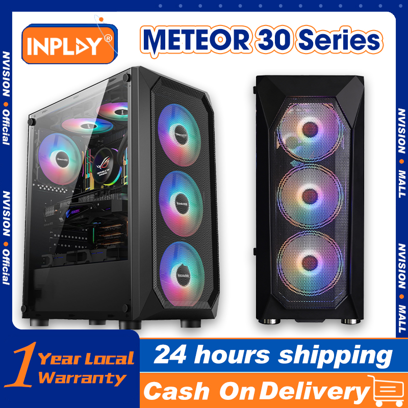 INPLAY Pc Case with Fans Computer Gaming Desktop Matx Table Tempered ...