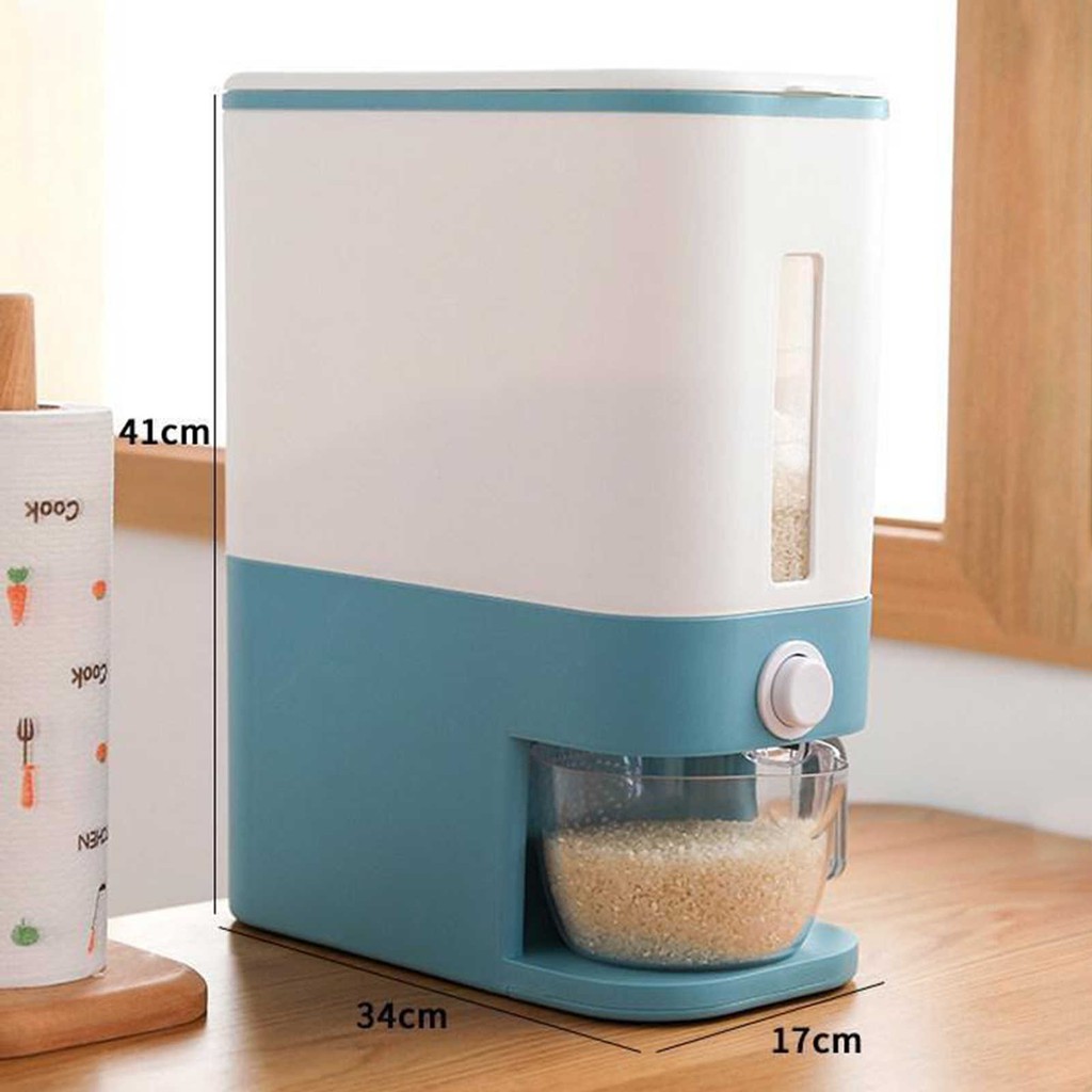POLY 12kg Rice Dispenser with Measuring Cup Large Capacity Visual Scale ...