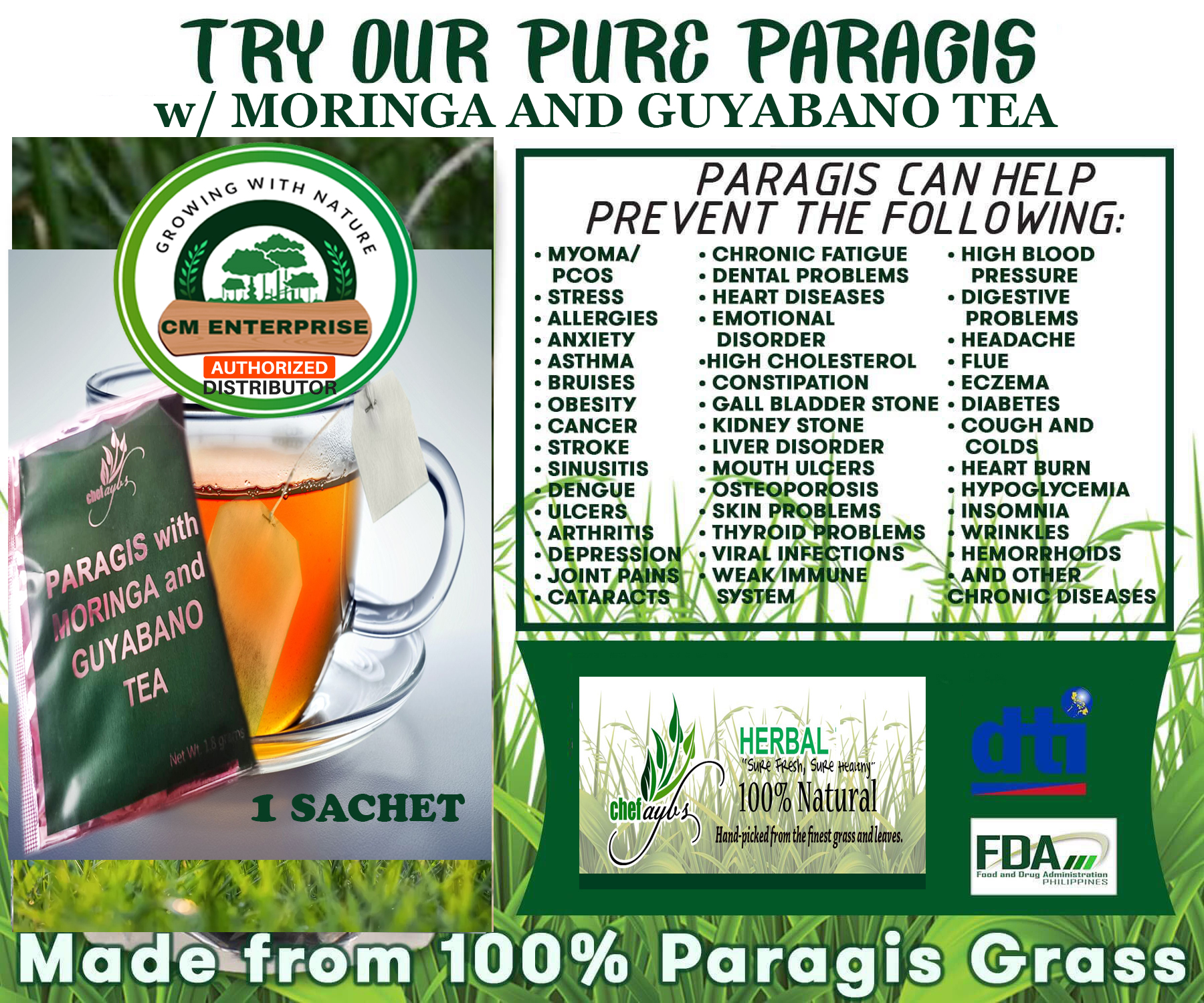Paragis Tea with Moringa and Guyabano 1 Sachet by Chef Aybs | Lazada PH