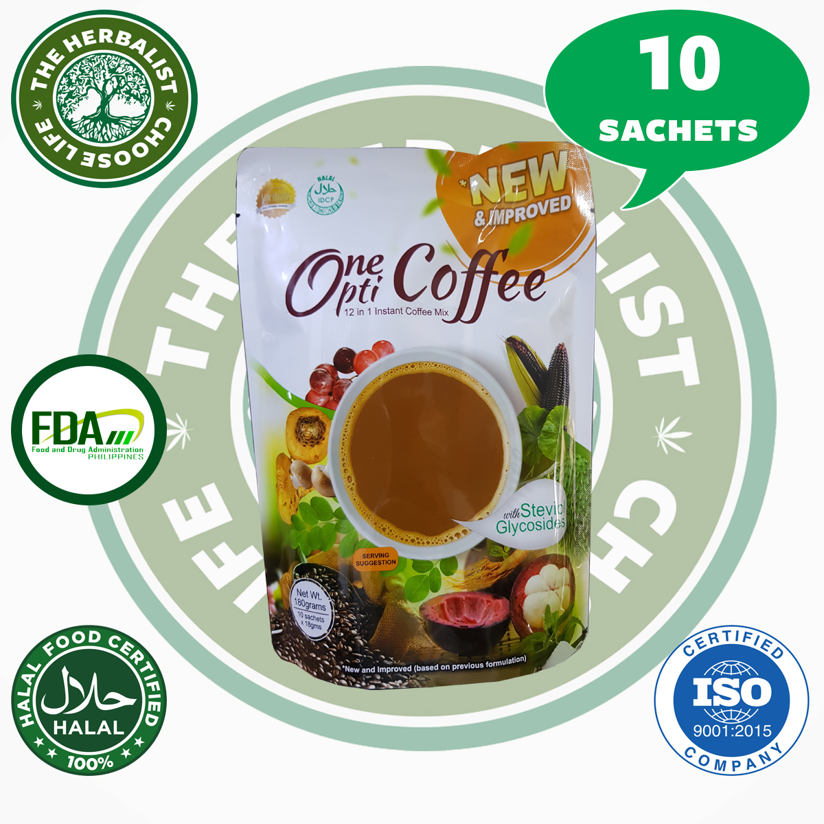 One Opti Coffee 12 in 1 Instant Coffee Mix with Steviol Glycosides (10 ...