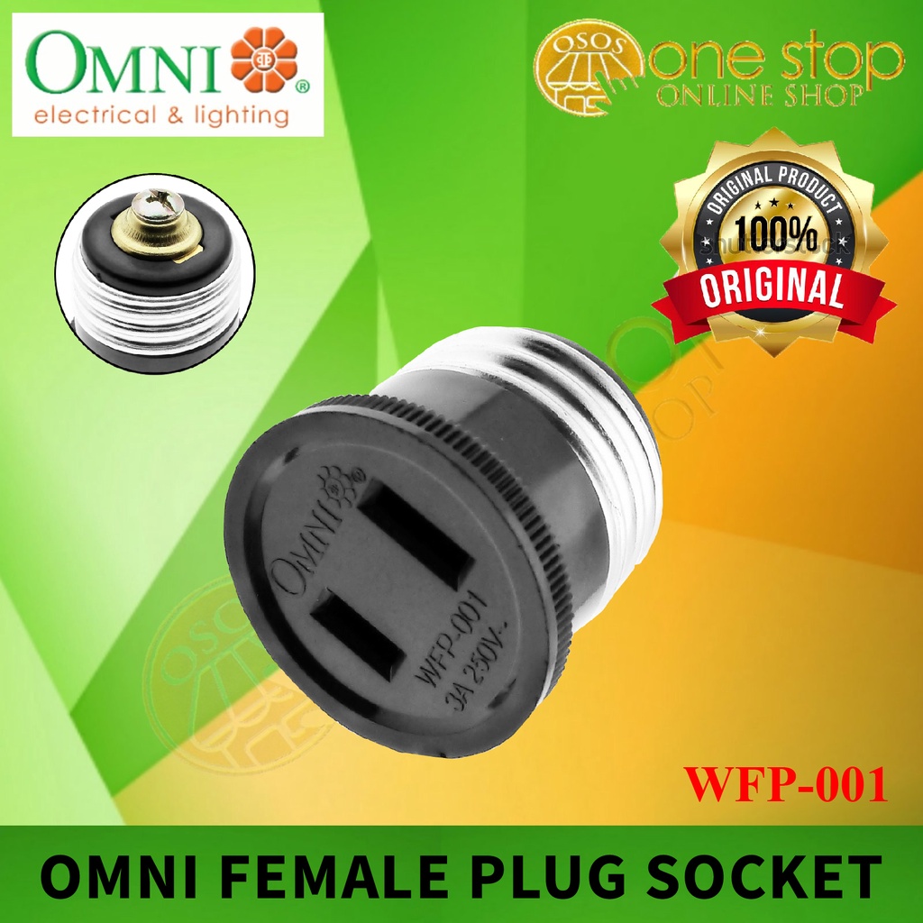 OMNI Original Female Plug 3A | 250V E27 Base To Flat Pin Outlet WFP-001 ...