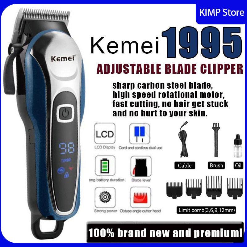 Kemei Razor Hair Cut Original Cordless Rechargeable Clipper LCD Monitor ...
