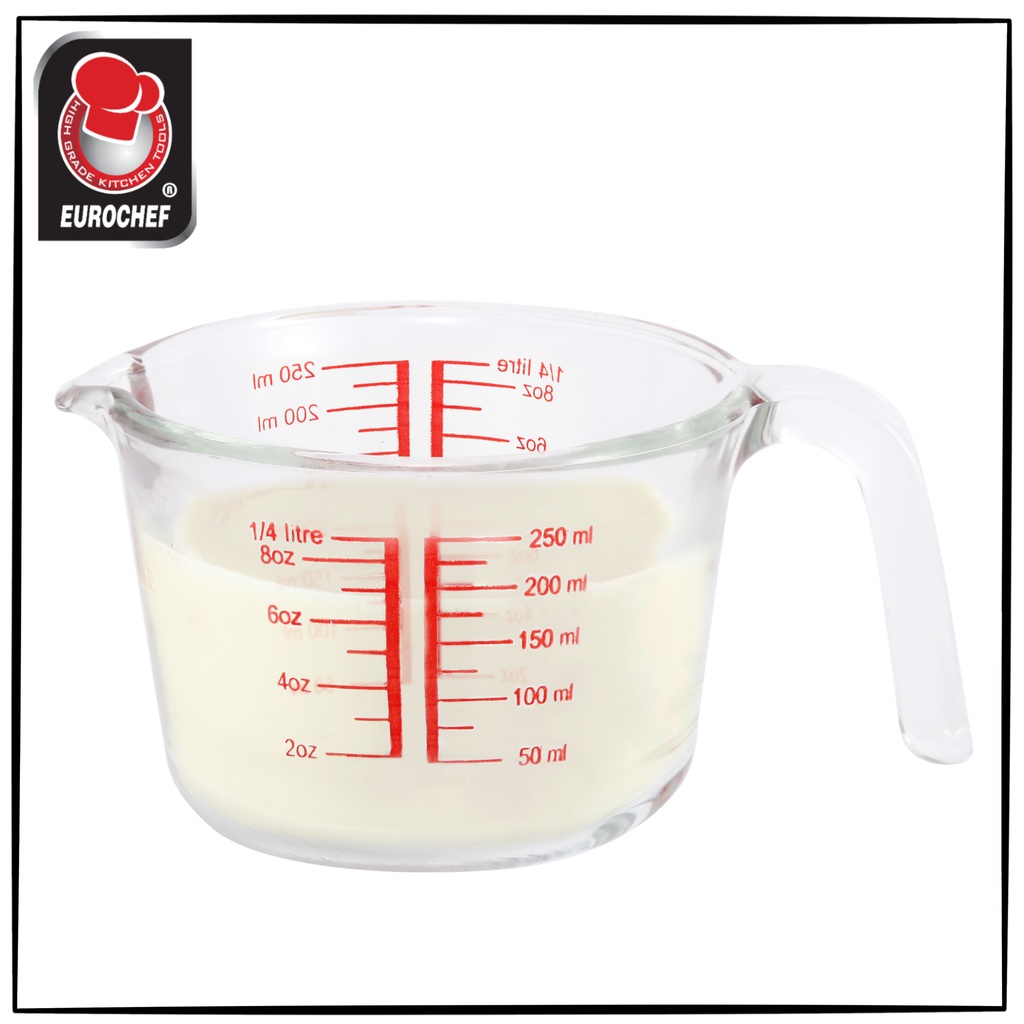 Eurochef 250mL1Cup Borosilicate Glass Measuring Cup with Measurements ...