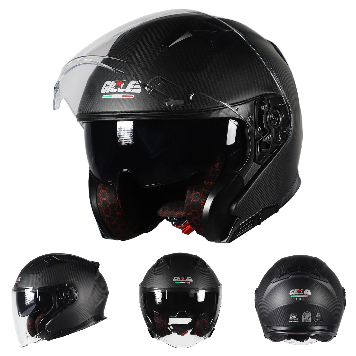 GILLE GHC AH08 Carbon Dual Visor Half Face Motorcycle Helmet | Lazada PH