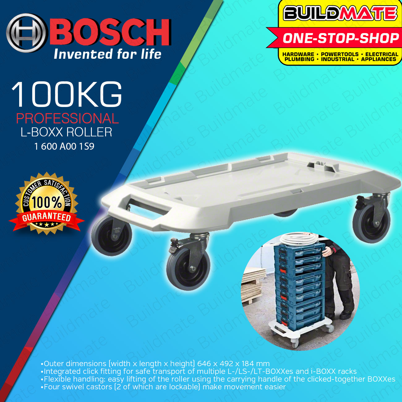 BOSCH Trolley L-Boxx Roller Professional 4 Swivel Wheels Box Storage ...