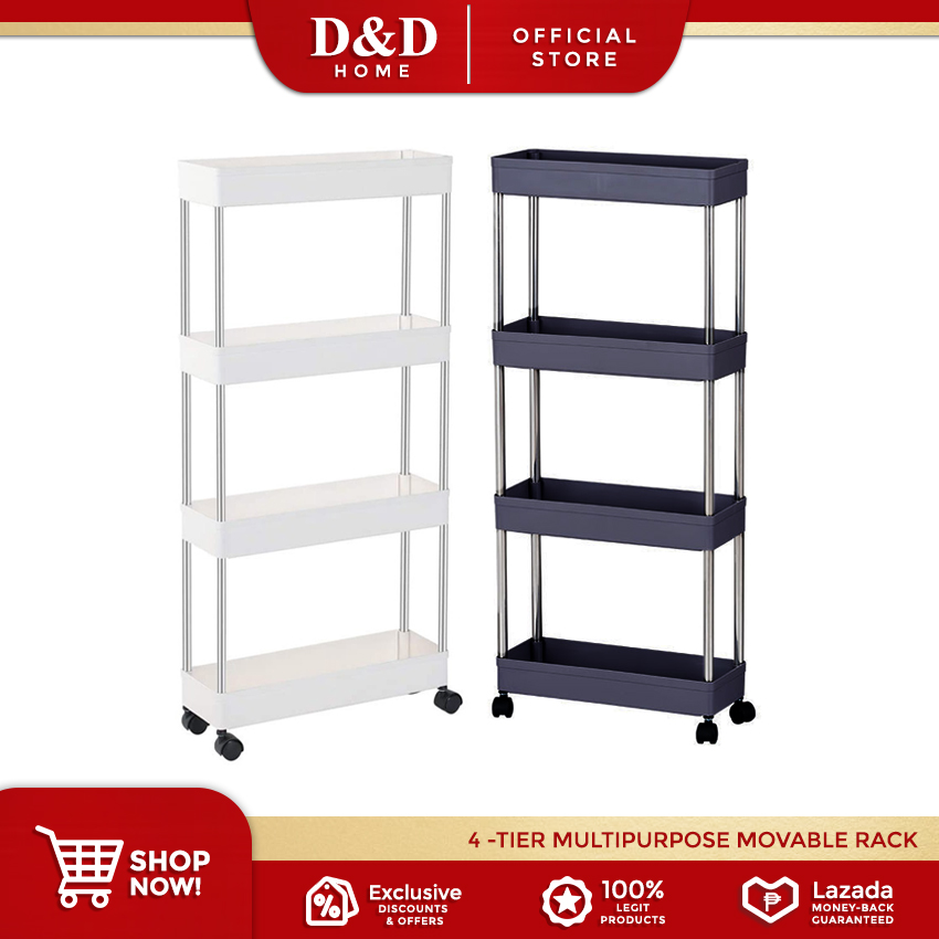 D&D Home | 4 Tier Movable Multipurpose Rack ( Slim ) | Lazada PH