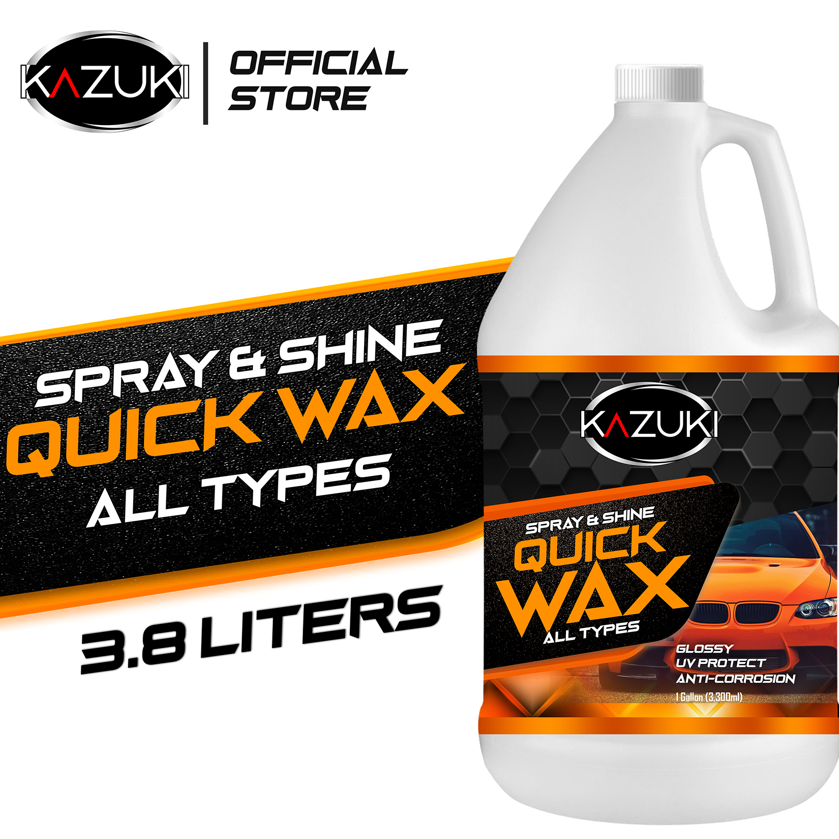 Kazuki Quick Wax Spray & Shine -Safe for All Vehicles, Effortless ...