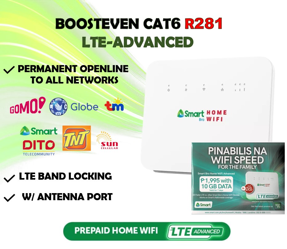 SMART BRO HOME PREPAID LTE ADVANCED CAT6 (EVOLUZN FX ID5L/BOOSTEVEN R281 / EVOLUZN ID4) | Lazada PH