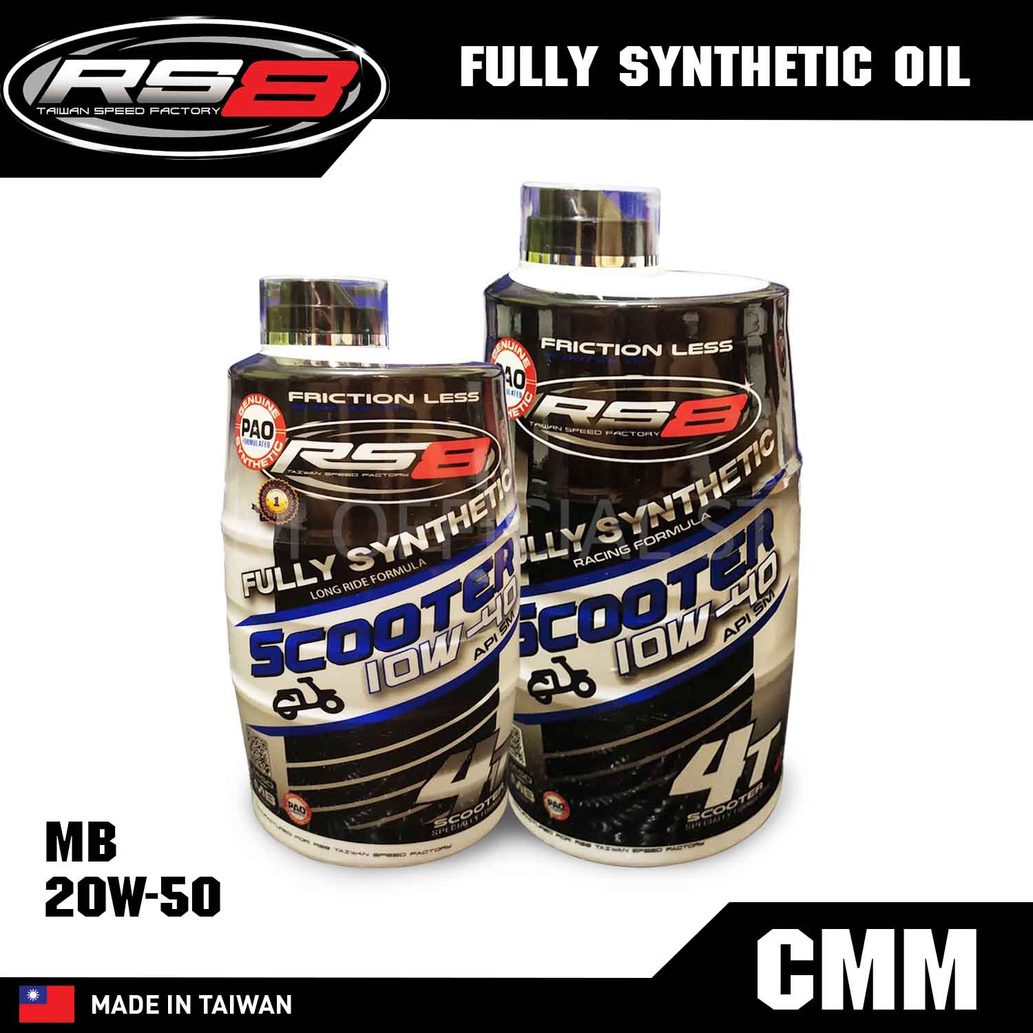 RS8 SCOOTER OIL SM 10W-40 Fully Synthetic (1 Liter / 800 ML) 4T Stroke ...