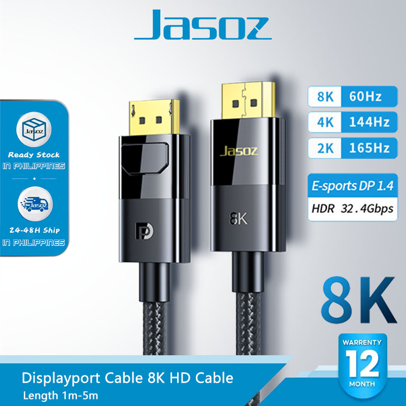 Jasoz Display Port Cable 4k 60hz Dp 1.2 Cable 2K 144Hz For Computer ...