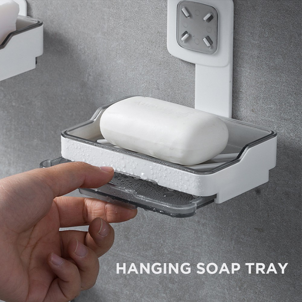 LOCAUPIN Hanging Bar Soap Holder with Self Draining Tray Kitchen Sink ...