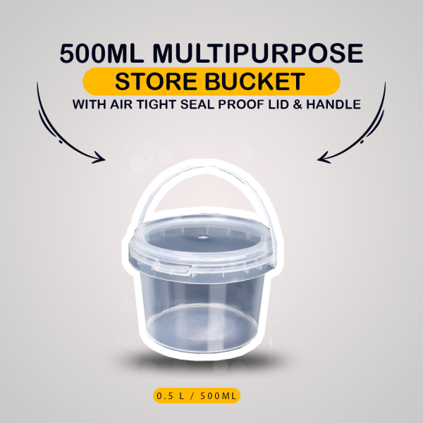 [LIMITED] 0.5 Liter 500ml Bucket Cute Size with Seal Clear Storage ...