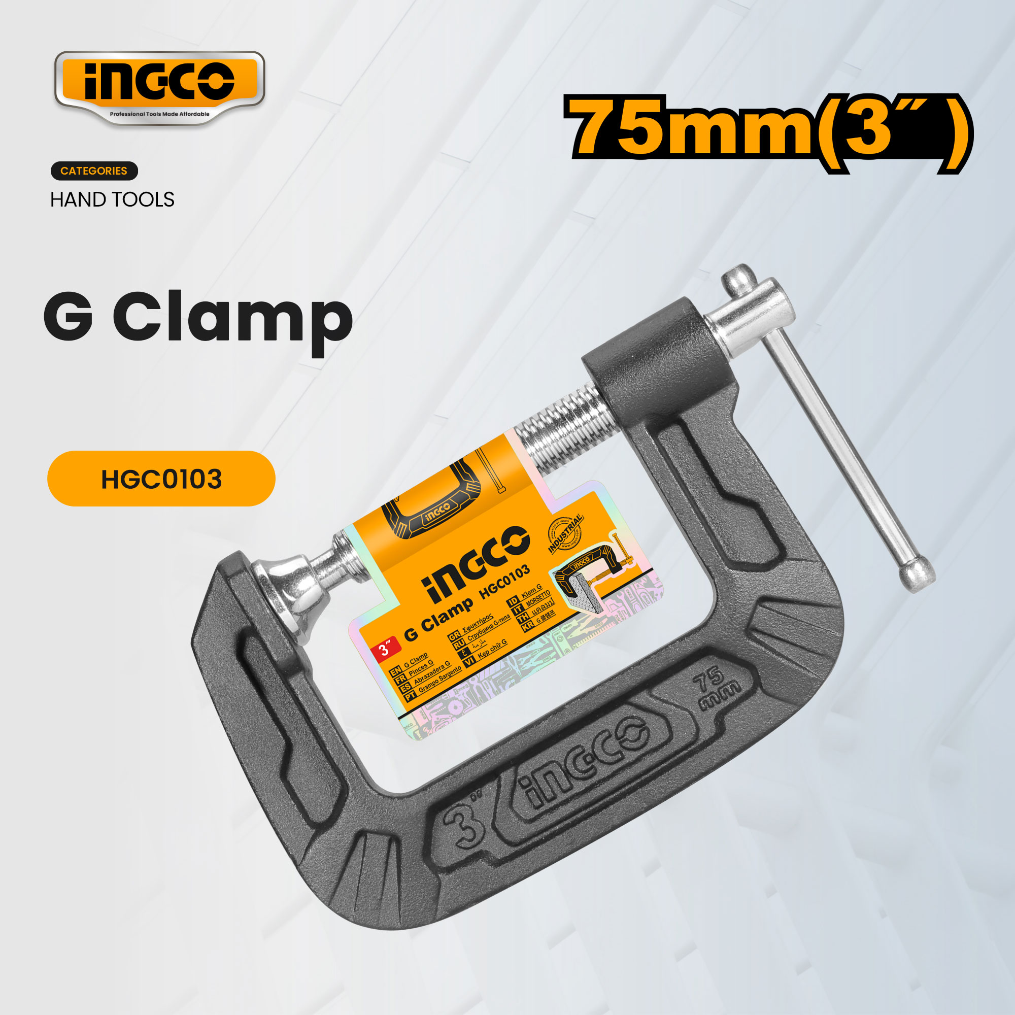 Ingco G Clamp 3" Use for Holding Wood & Metal Workpiece Carpentry ...