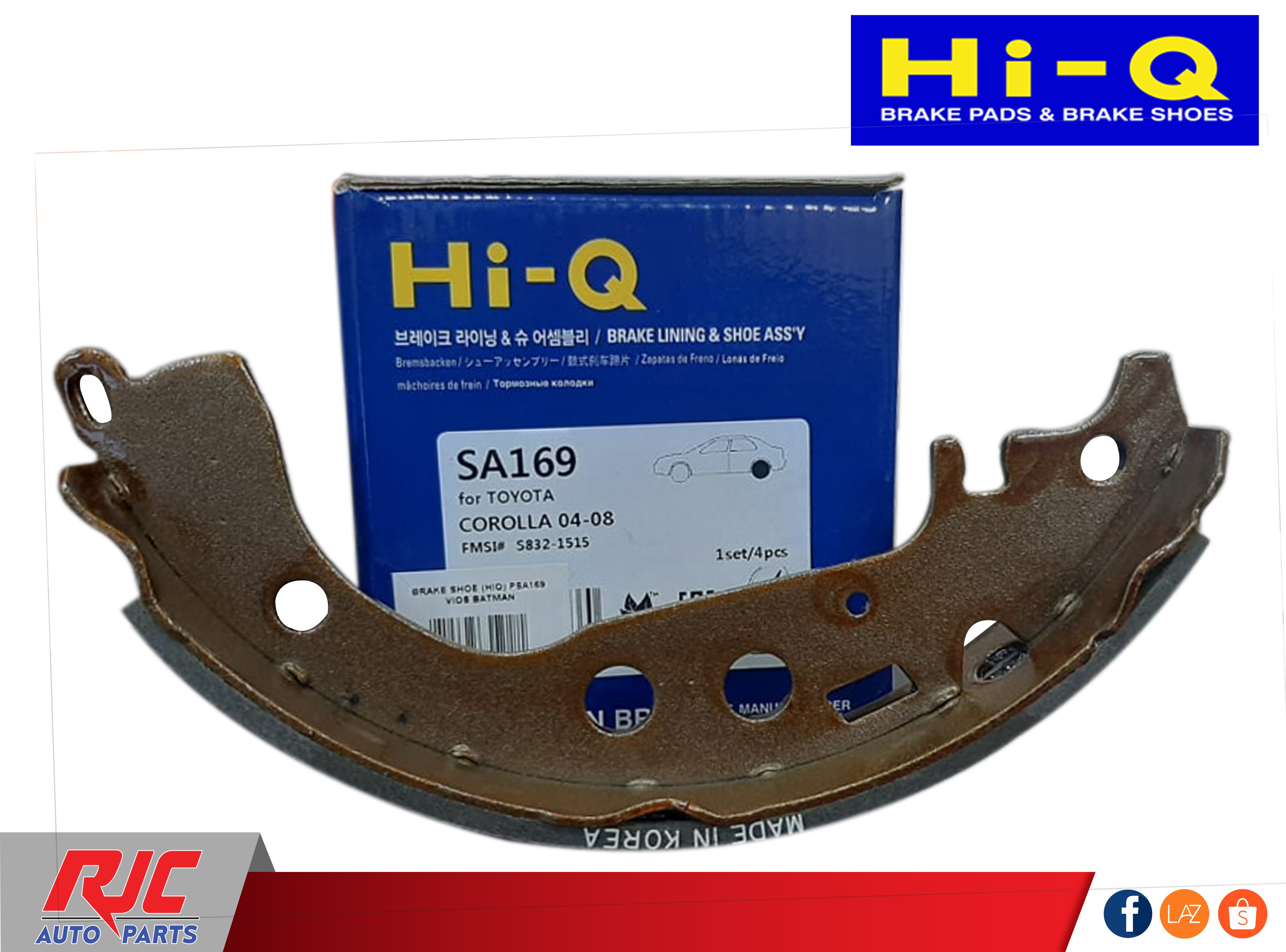 HI-Q Brake Shoe SA169 Toyota Corolla 2004-2008 / Toyota Vios 1.3 2003-2013 Set | Lazada PH