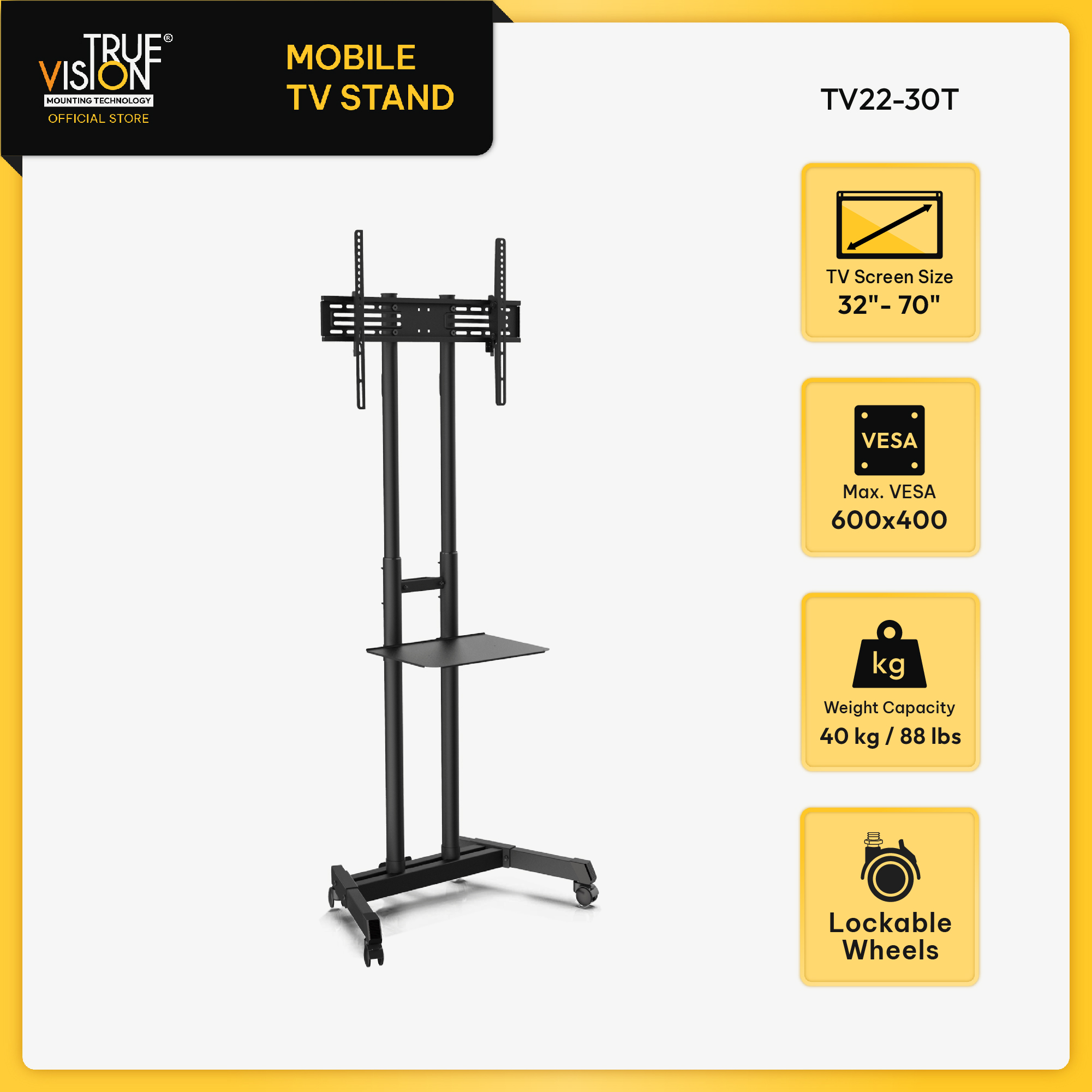 True Vision Mobile TV Stand for 32"-75" TV TV22-30T | Lazada PH