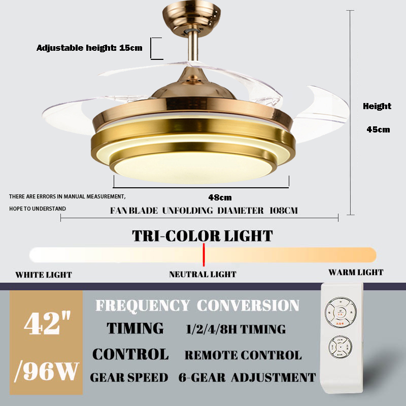 【Manila stock, COD】Modern Ceiling Fan With Light Chandelier Invisible ...