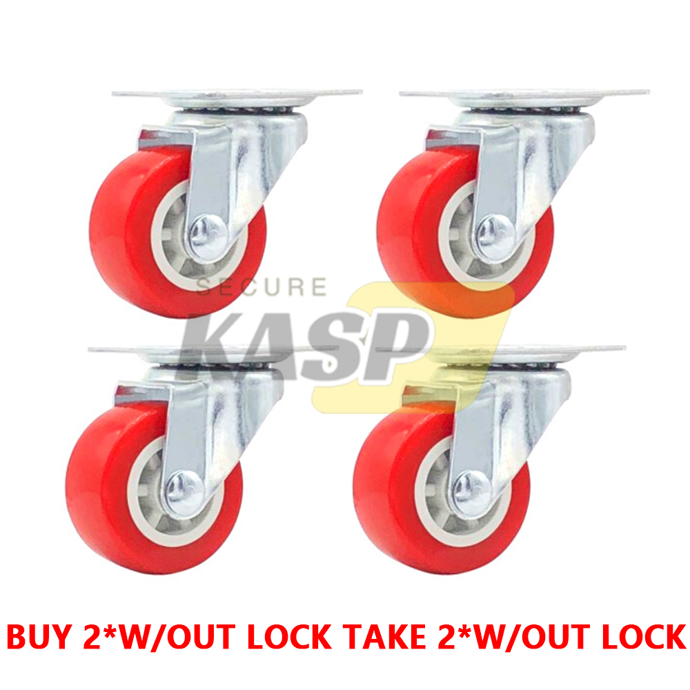 4pcs/Set Red Pvc Caster Wheels 1.5''-3'' Rail Fixed Rotate Casters No ...