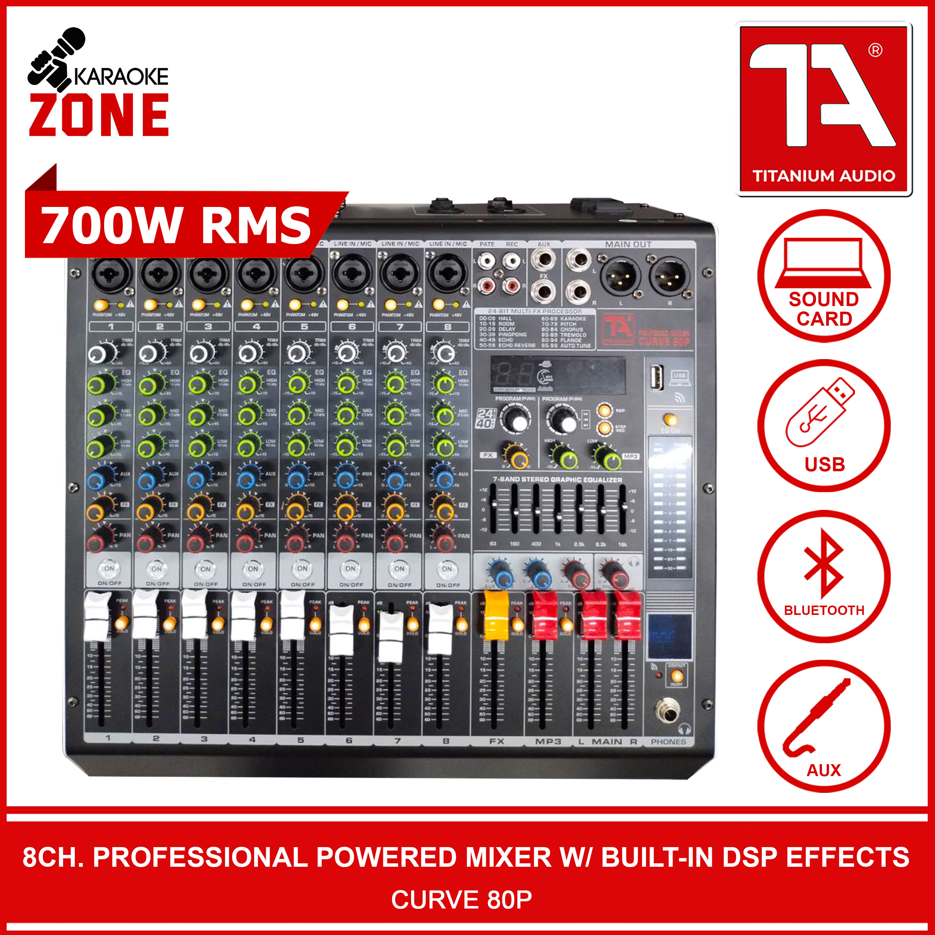 Titanium Audio Curve 80P / USB, Aux, Bluetooth / 700W RMS / Powered ...
