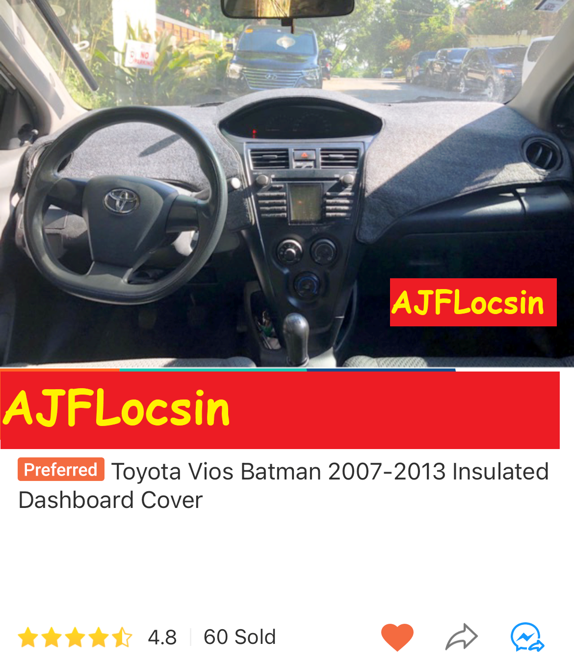 Toyota Vios Batman 2007-2013 Insulated Dashboard Cover | Lazada PH