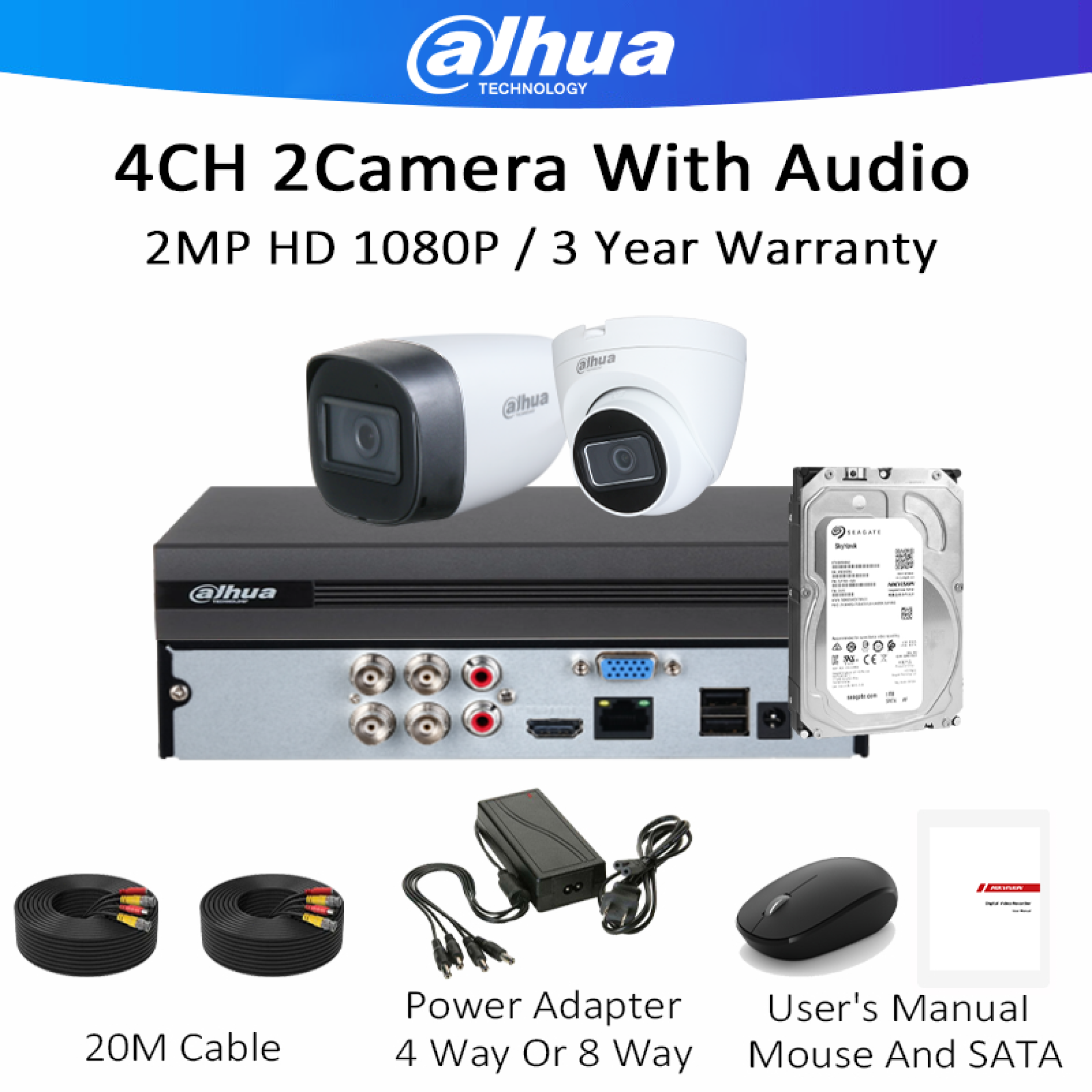 Dahua CCTV Set Package 4 Camera 2MP/5MP HD With Audio Complete CCTV ...