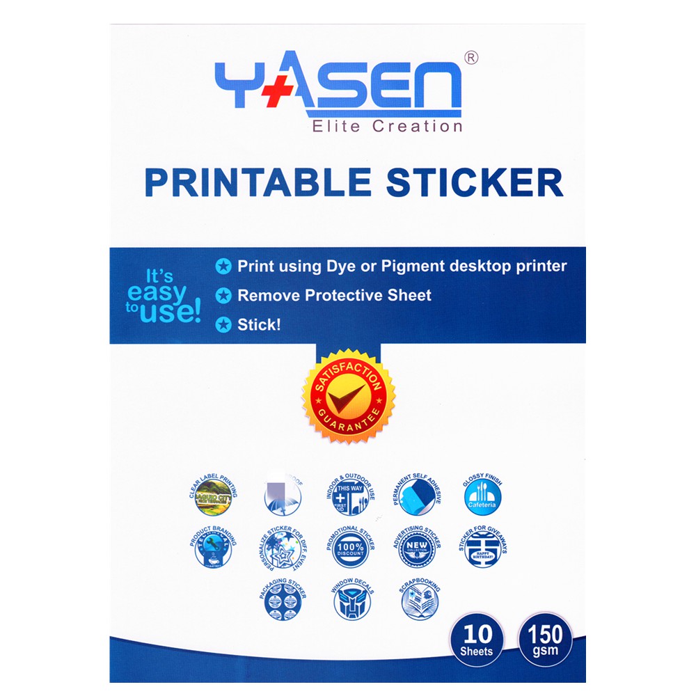 Yasen Glossy Vinyl White Transparent Label A4 printable Label of all ...