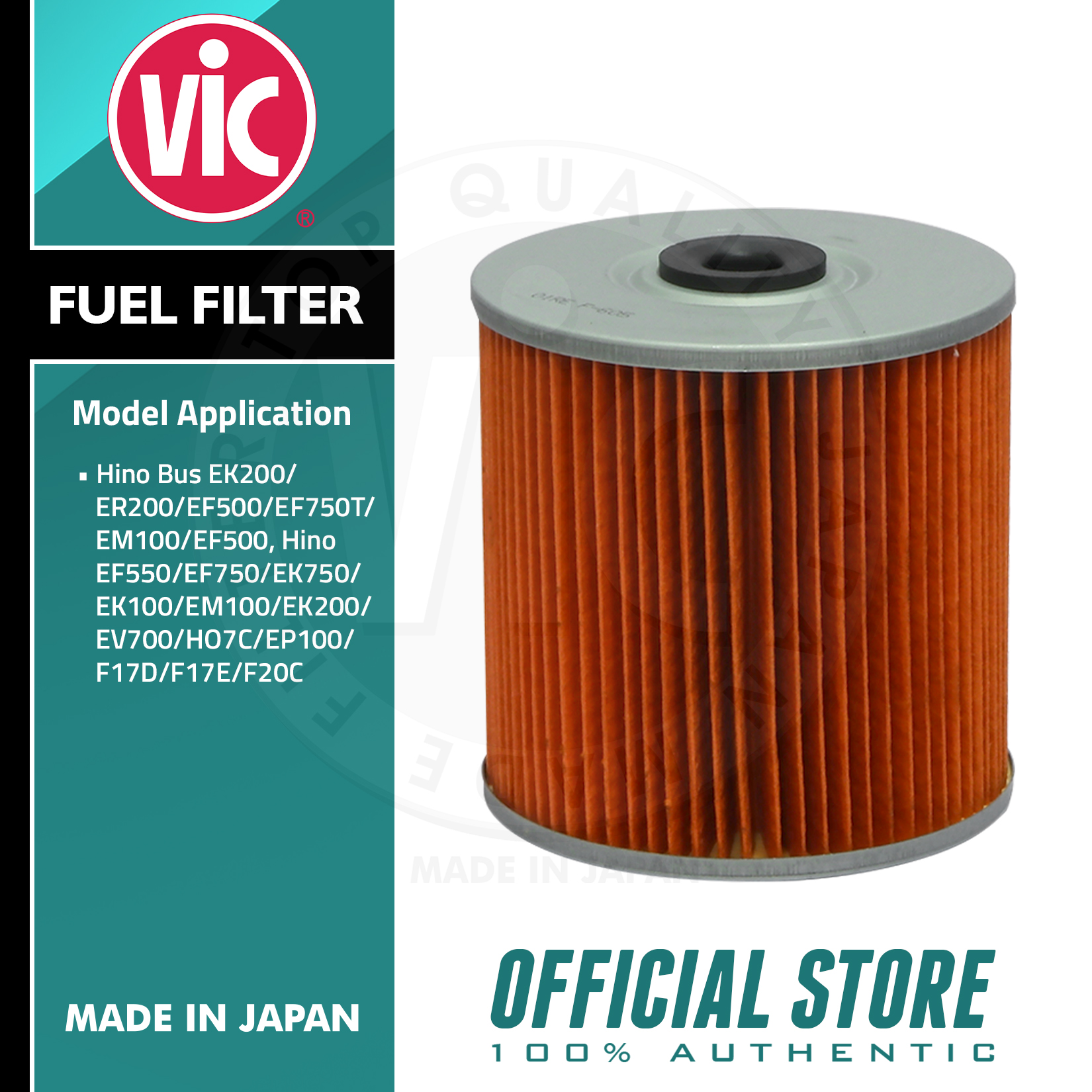 VIC Fuel Filter F-605 For Hino Bus EK200/ER200/EF500/EF750T/EM100/EF500 ...