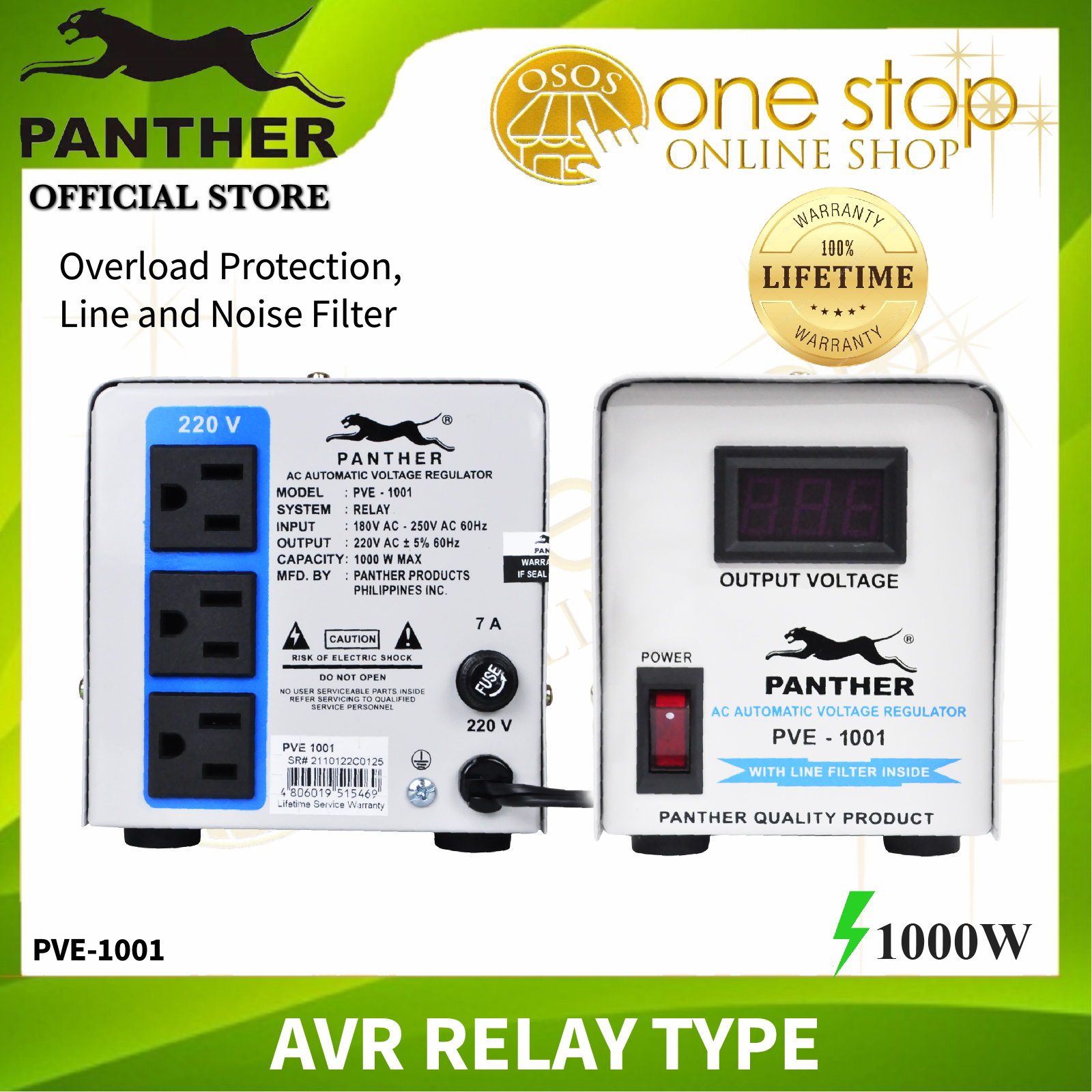 Panther Original PVE-1001 AVR Relay Type, 220V AC Output, Automatic ...