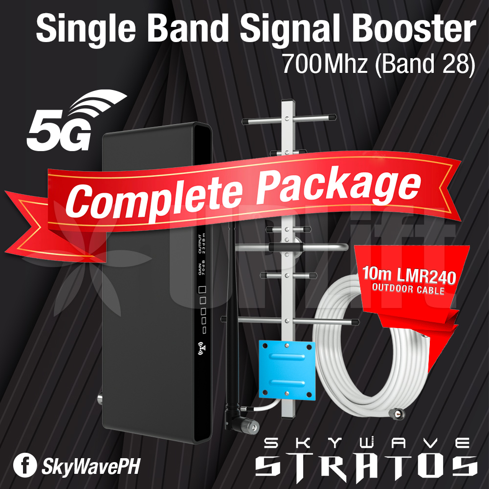 100% UPLift SkyWave Band 28 700Mhz Stratos Single Band Complete Package with 10m Outdoor Antenna ...