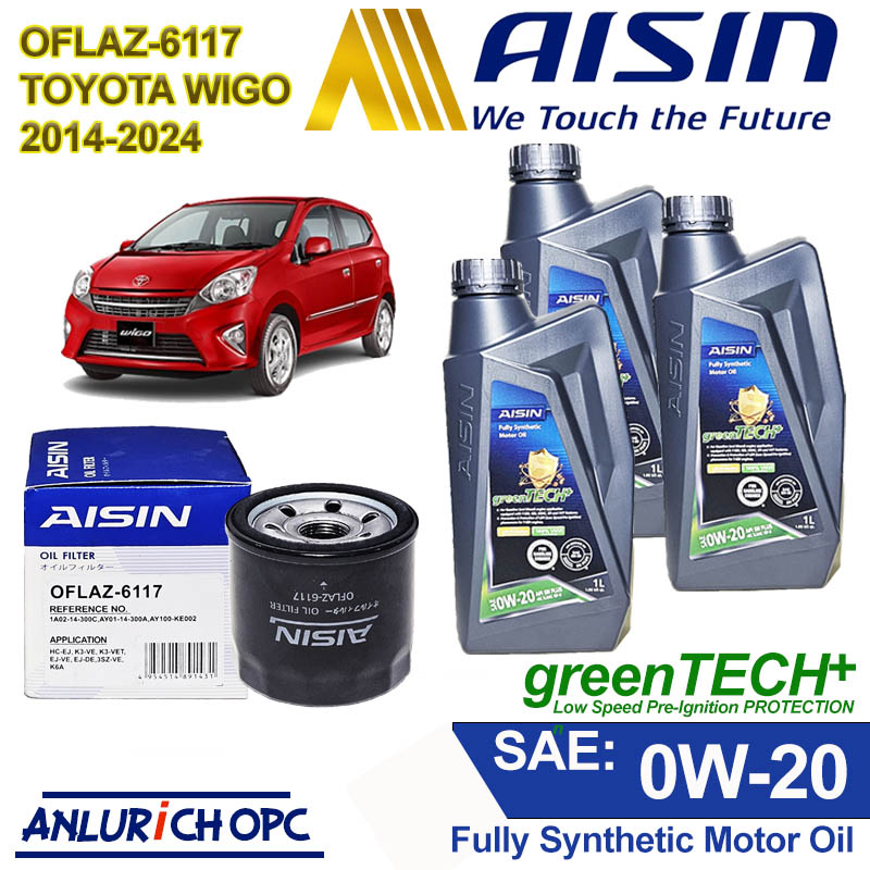 AISIN CHANGE OIL PACKAGE TOYOTA WIGO FULLY SYNTHETIC 0W-20 3LTRS | Lazada PH