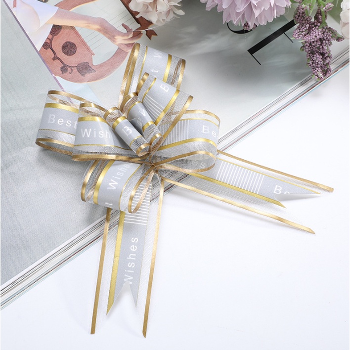 (10pcs) Hand-pulled "BEST WISHES" bows Ribbon gift & wrapping flower ...