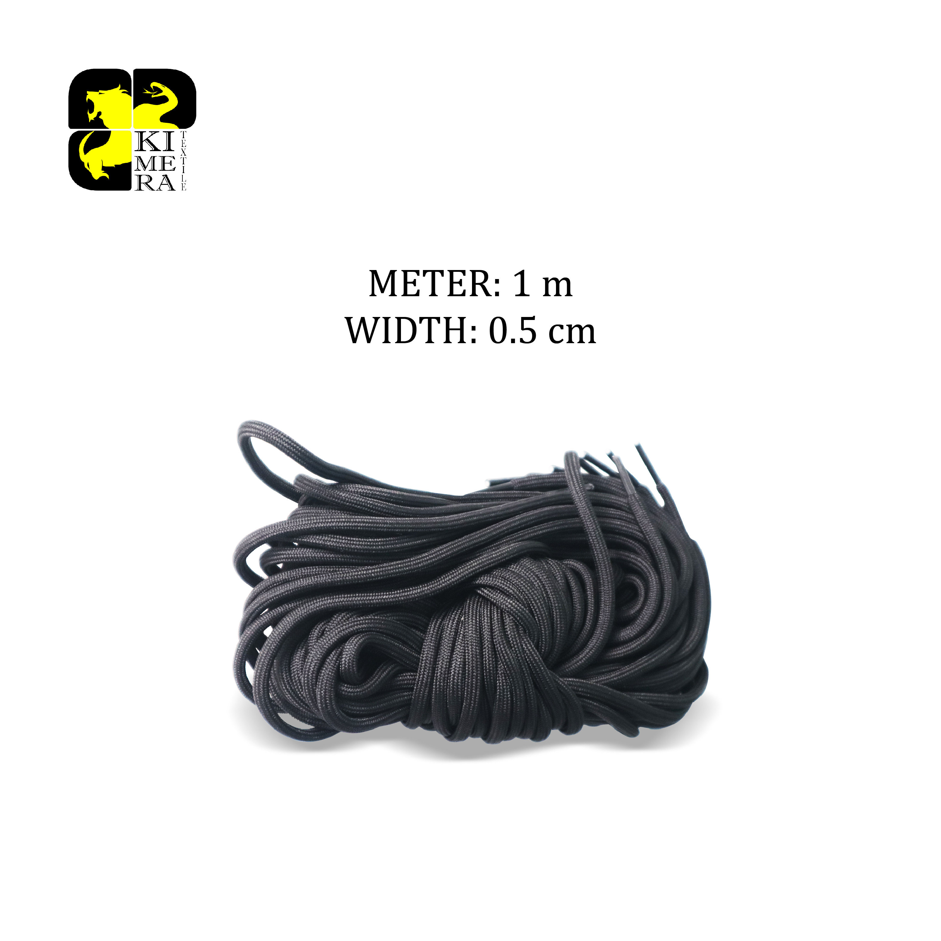 KIMERA Drawstring cord with aglet Black 0.5cm x1m and 0.5cm x 1.4m ...