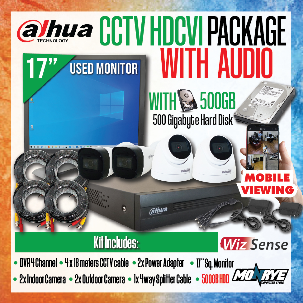 DAHUA PACKAGE WITH AUDIO / DVR 4 Channel / WITH HARD DISK OPTIONS / 4 ...