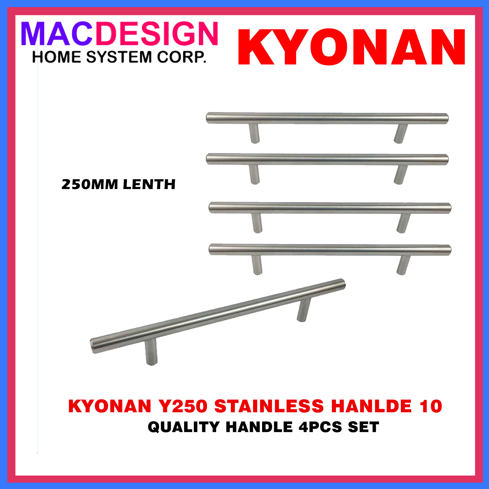 KYONAN 201/10-Y250-SS CABINET PULL HANDLE10 , Y SERIES SUS201, 250MM ...