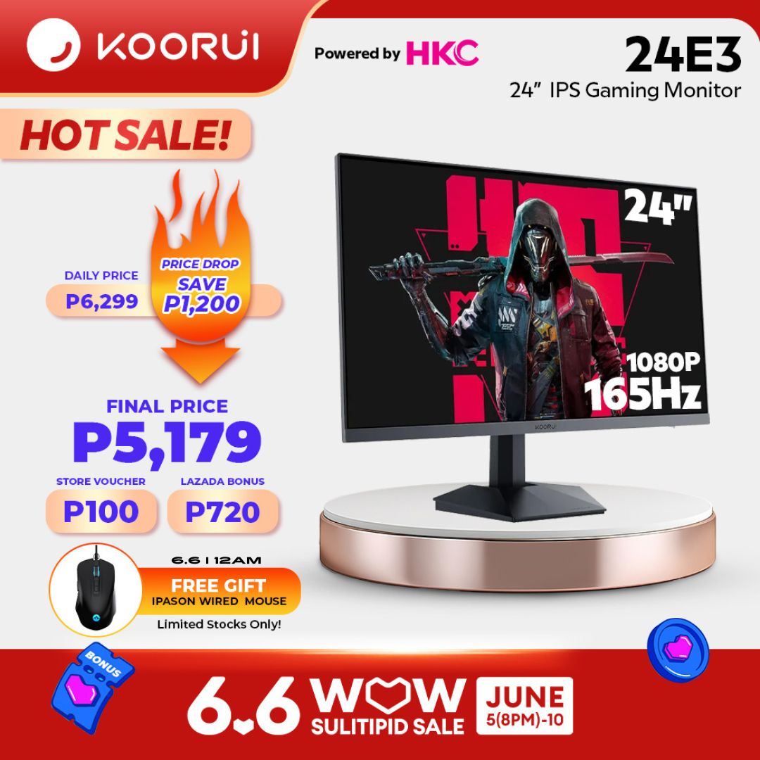 KOORUI 24E3 (powered by HKC) 24" Gaming Monitor 165Hz, 1080p, 1ms, IPS ...