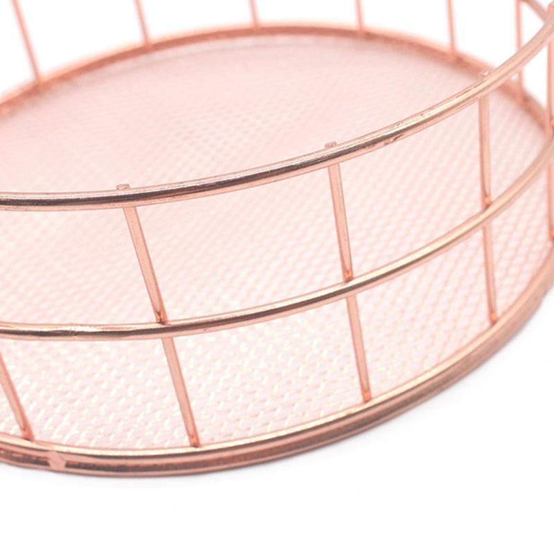 Nordic Style Rose Gold Iron Storage Basket Wire Storage Bin Stackable ...