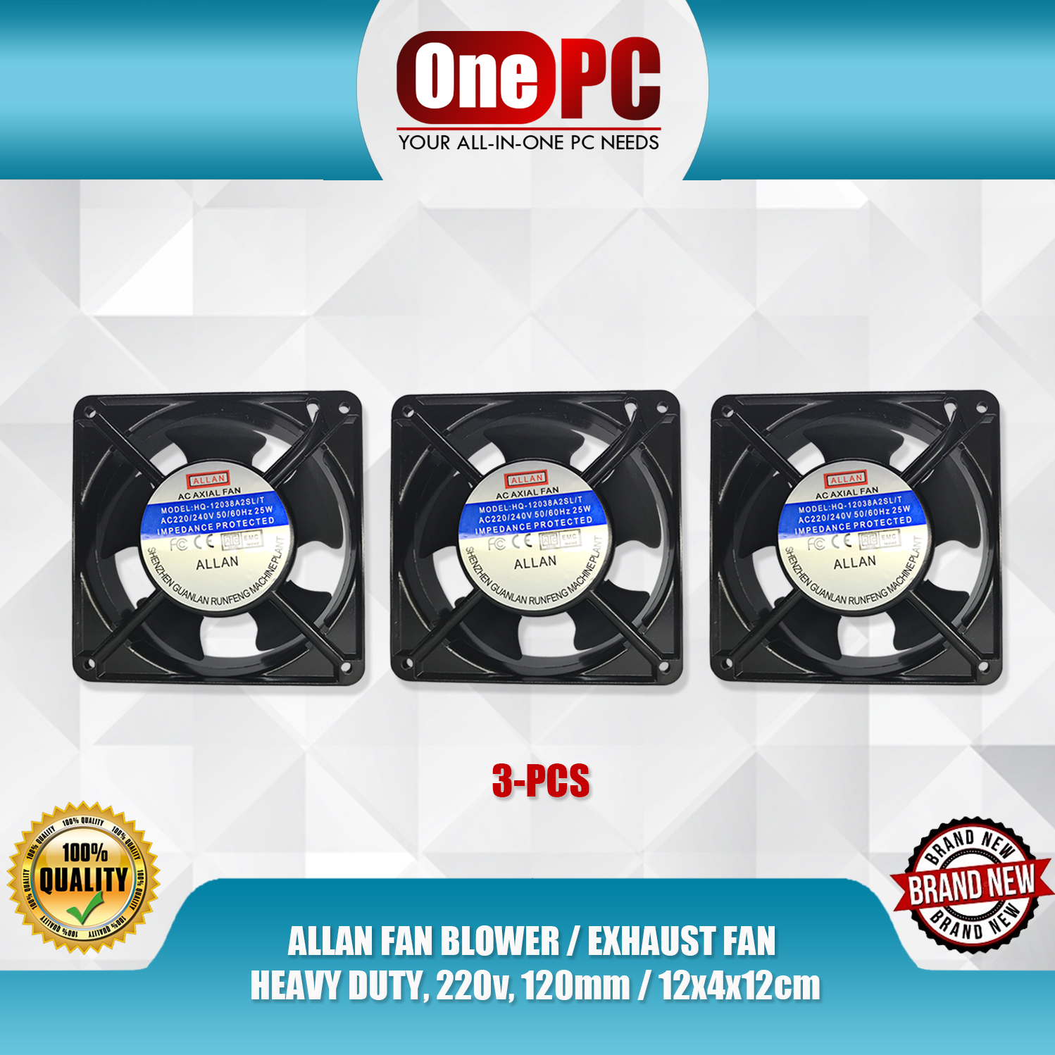 ALLAN FAN BLOWER / EXHAUST FAN HEAVY DUTY, 220v, 120mm / 12x4x12cm ...