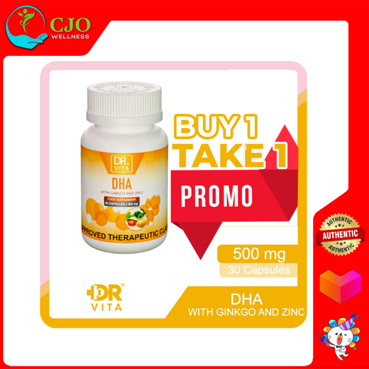 🔥BUY 1 TAKE 1 DHA Adults Ginkgo & Zinc 30capsules 500mg Authentic ...