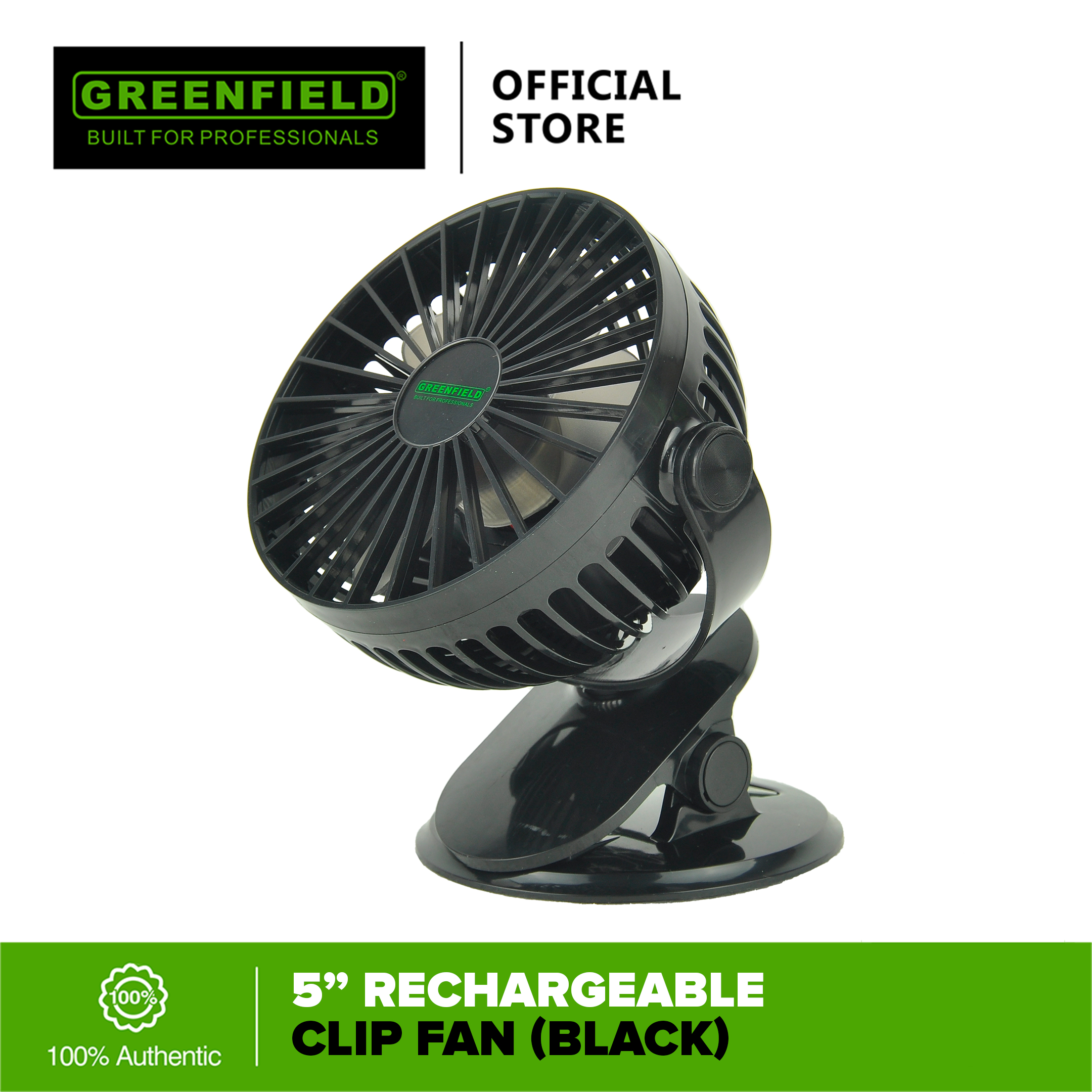 Greenfield Rechargeable Clip Fan 5" Black | Lazada PH