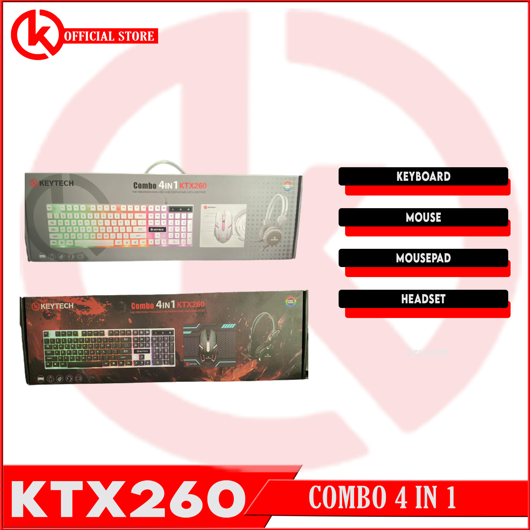 KEYTECH KTX260 COMBO 4 IN 1 Keyboad & mouse,Mousepad,Headset | Lazada PH