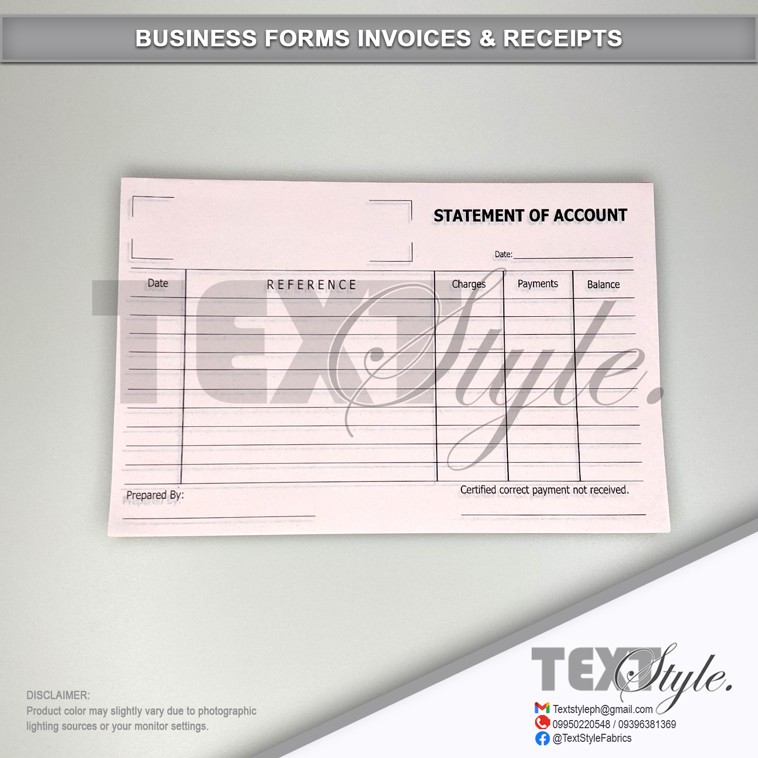 Textstyle Delivery Receipt Sales Order Slip Purchase Order Statement of ...