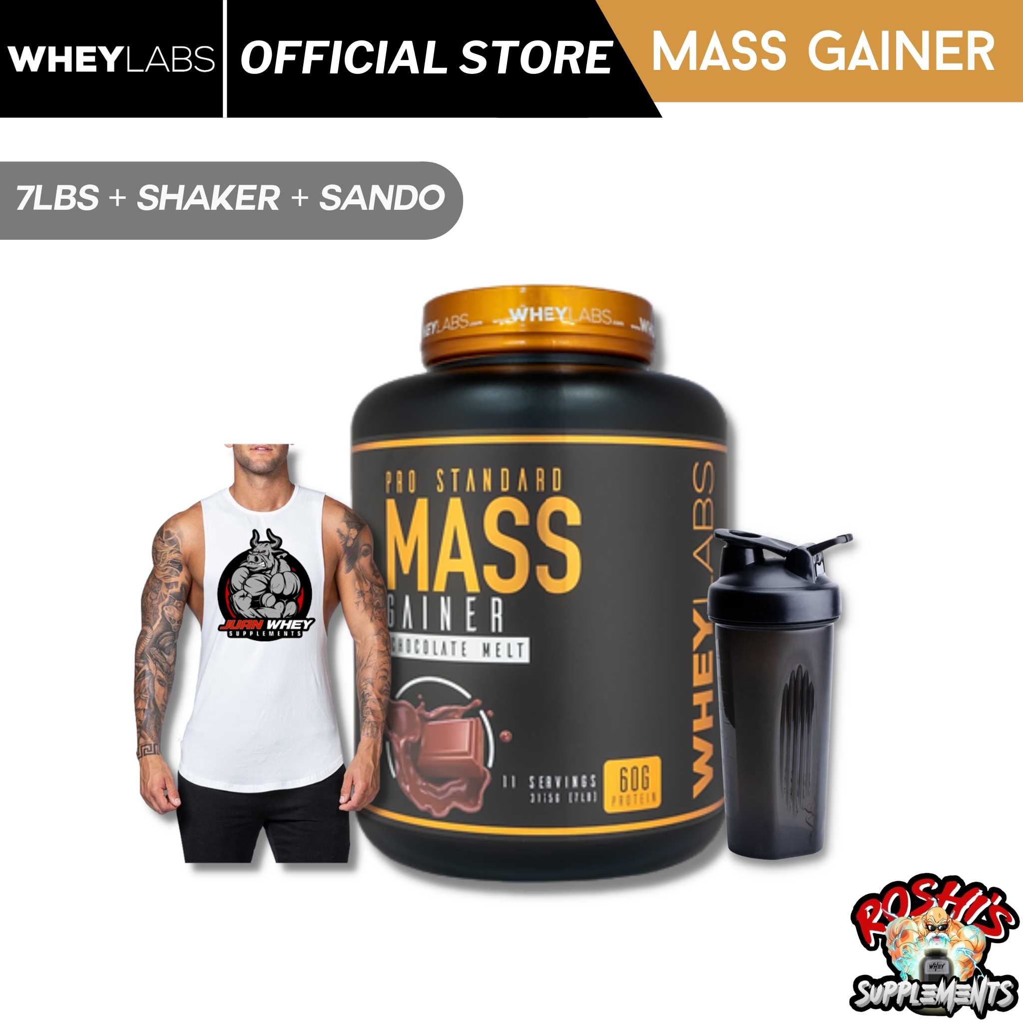 WHEYLABS PRO STANDARD MASS GAINER 7LBS with or without SHAKER ...
