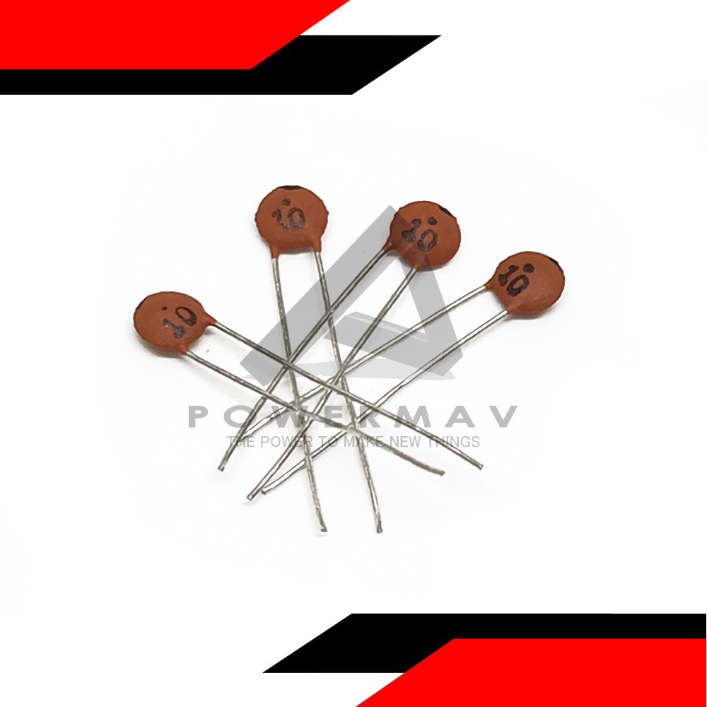 4pcs 10pf ceramic capacitor 50V 10 pf 10 Ceramic Capacitor 50v 10pf Red ...