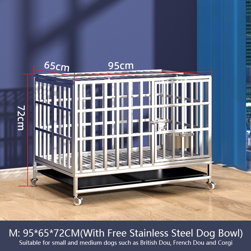 Stainless steel dog cage large dog medium dog with toilet household ...