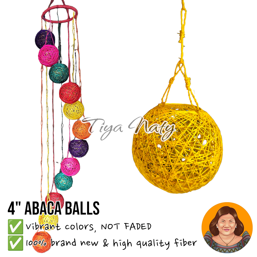 TIYA NATY Hanging Native Globe Abaca Rattan Balls String Indoor Outdoor ...