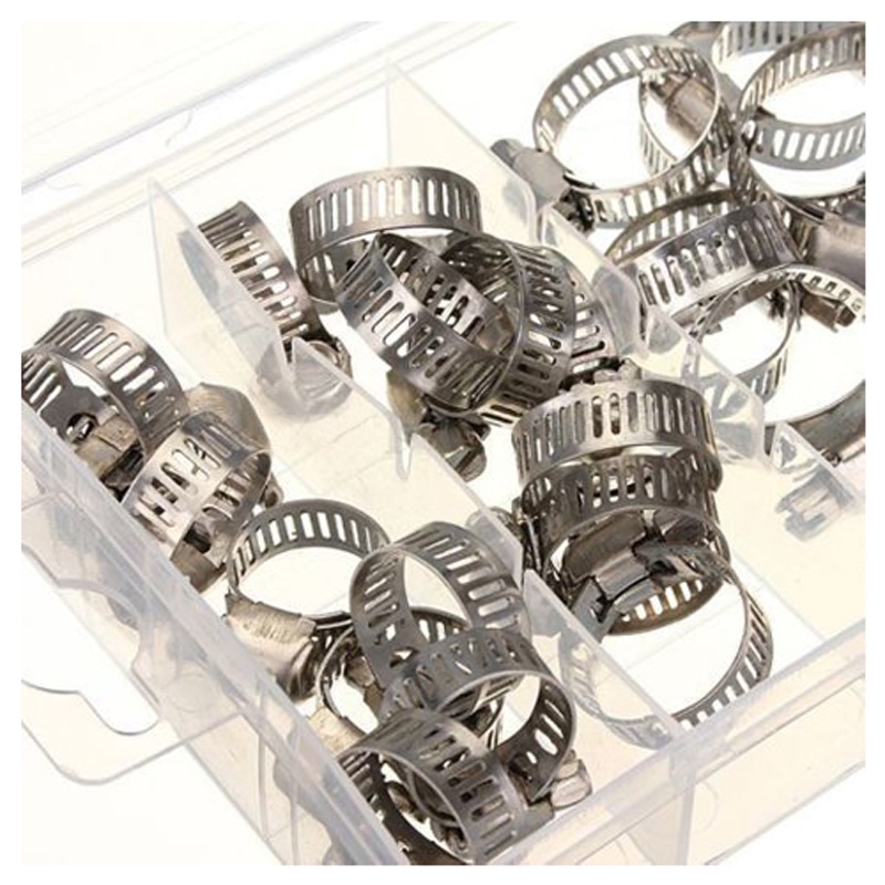 34pcs Assorted Stainless Steel Hose Clamp+Driver Jubilee Clip Style Set ...